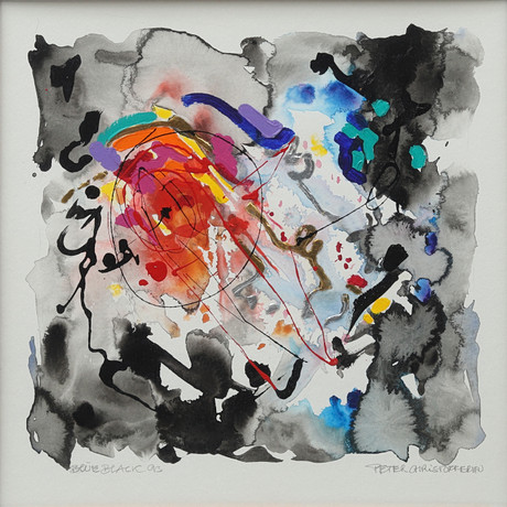 PETER CHRISTOFFERSEN. "Blue Black", blandteknik, signerad och daterad ...
