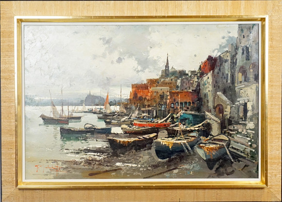 GUIDO GUIDOTTI (f. 1915), olja på duk, "Amalfi", signerad G.Guidotti ...