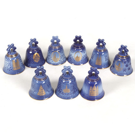 JULKLOCKOR, 9 st, porslin, ”Världens katedraler”, Bing & Gröndahl ...