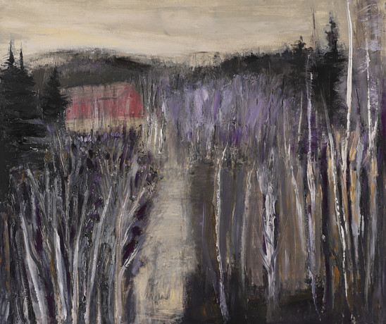 OIDENTIFIERAD KONSTNÄR. Hus i skogen, olja på duk, signerad Jon. Konst ...