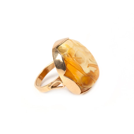RING. 14K gold and amber, foreign stamps. Jewellery & Gemstones - Rings ...