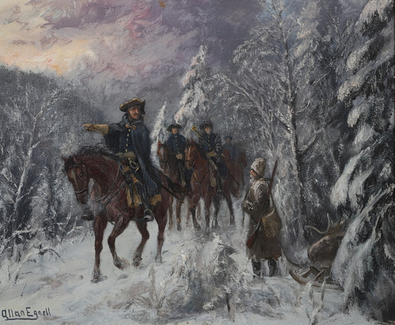 ALLAN EGNELL. olja på duk, karoliner till häst, signerad. Konst ...