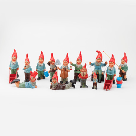 TOMTAR, 13 st, samt tillbehör, lergods, Heissner, Tyskland. Övrigt ...