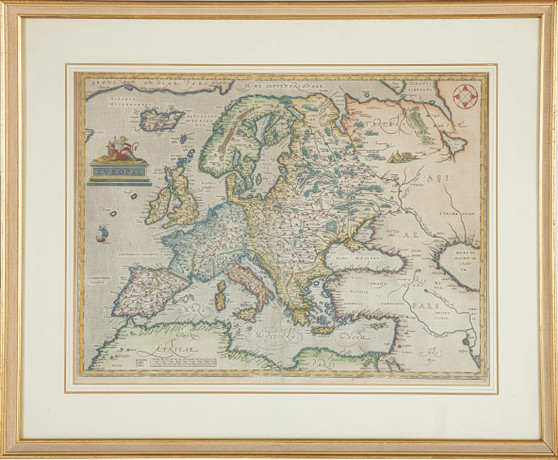 EUROPE. ORTELIUS, ABRAHAM. map of Europe with compass rose, coloured ...