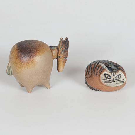 LISA LARSON. Gustavsberg, figurines, cat and donkey from the Stora Zoo ...