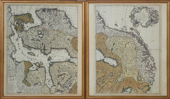 SVERIGE. SCHENK, PIERRE. 2 dlr, karta över svenska riket under Karl XII ...