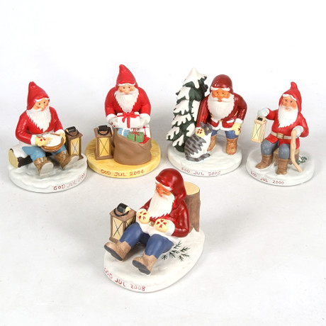 TOMTAR, 5 st, porslin, knallegården, 2000-tal. Övrigt - Övrigt - Auctionet