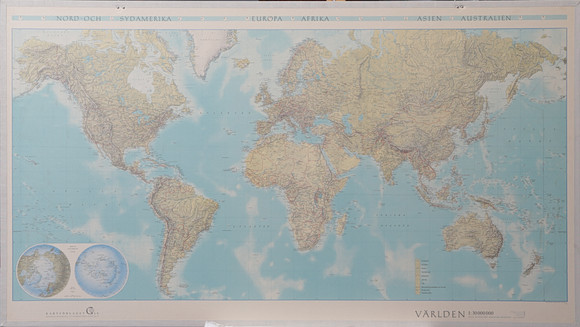 WORLD MAP, on cardboard, 20th century. Art - Other - Auctionet