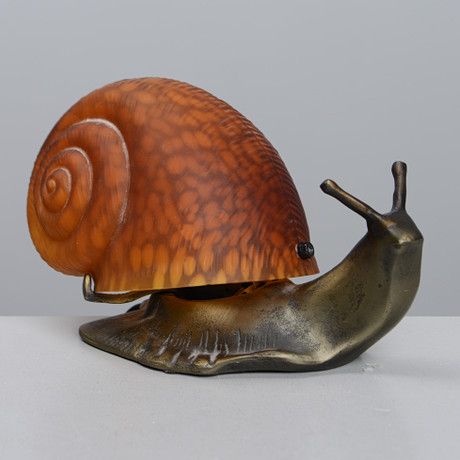 BORDSLAMPA, glas & metall, snigel, 1900/2000-tal. Belysning & Lampor ...