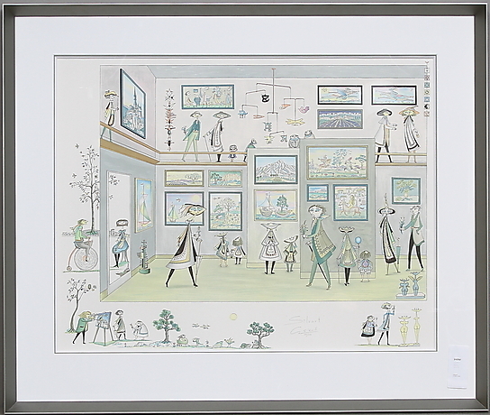 GUILLERMO SILVA. Figure scene. Color lithograph. Signed. Art ...