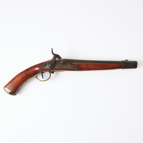 A Swedish slingshot gun, 19th century, assembled, partly of military ...