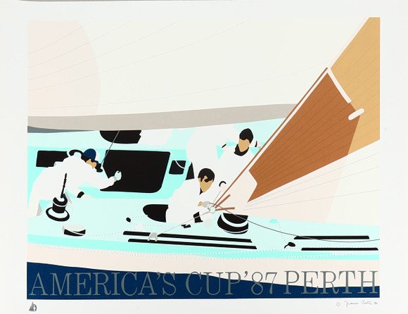 FRANCO COSTA. "America's Cup '87 Perth", färglitografiskt tryck ...