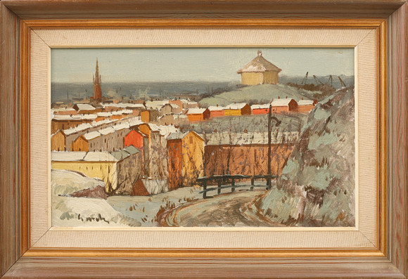 TAGE GAVIK. "Utsikt från Övre Besvärsgatan", olja på duk, signerad ...