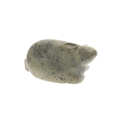 AN INUIT CARVED SOAPSTONE FIUGRE OF A STYLISED PIG, LATE 20TH CENTURY ...