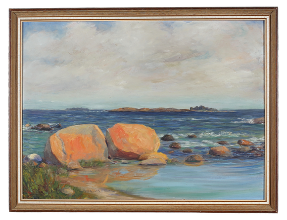 WILHELM MATTON. “Strandbild, Flottskär”, oil on panel, signed and dated ...