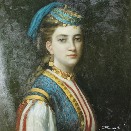 Okänd konstnär. 'Porträtt', olja på duk, signerad. Konst - Måleri ...