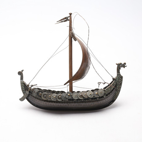 MODELL, vikingaskepp, metall, "Iron Art Copenhagen", Danmark. Konst ...