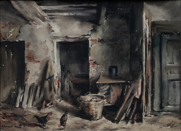 RAMON REIG COROMINAS. Interiör. Konst - Teckningar - Auctionet