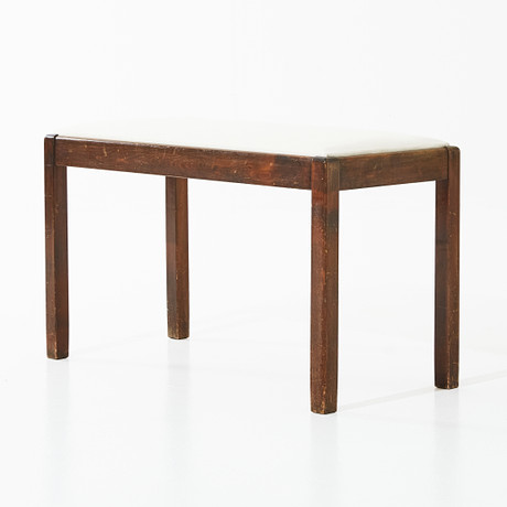 BÄNK, 1930/40-tal, bonad björk, sits klädd i ljus linne. Möbler ...