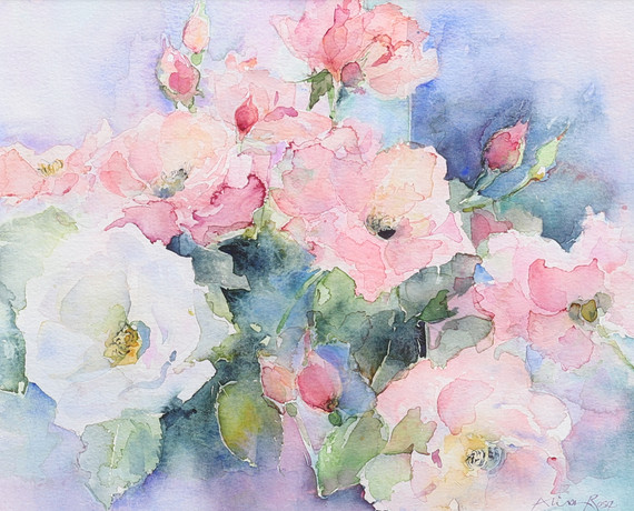 ALISON ROSE, 20TH/21ST CENTURY. ROSA OCH VITA ROSOR. Konst - Måleri ...