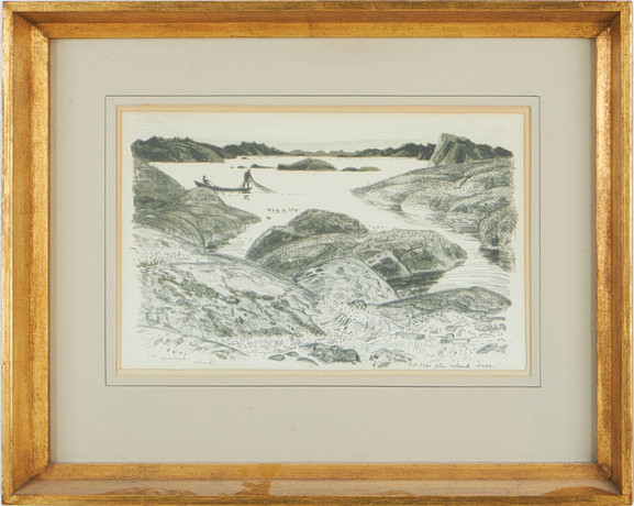 ROLAND SVENSSON. fiskare som lägger nät, färglitografi, numrerad ...