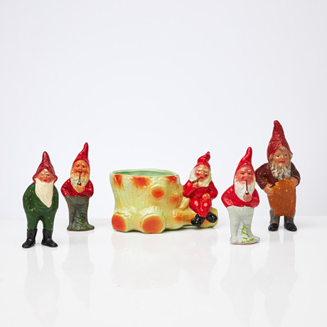 TOMTAR, 5 st, Tyskland 1900-tal, keramik, delvis märkta Germany samt ...