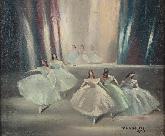 ALBERTO SPADOLINI. Oil painting on canvas. Ballet dancers. Signed and ...