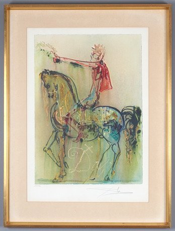 SALVADOR DALI. “Le Chevalier Romain”, lithograph in colours, from the ...