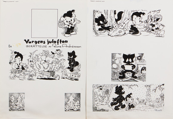 RUNE ANDRÉASSON. 2 st originalsidor från "Vargens Julafton" publicerar ...