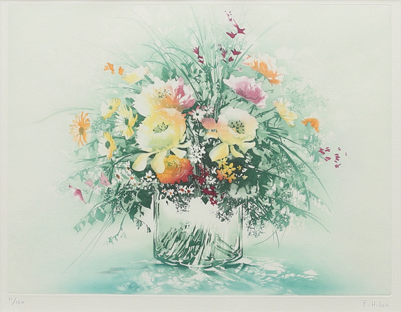 FRANCE HILON (FÖDD 1943). Blomster, litografi nr 11/150, signerad ...