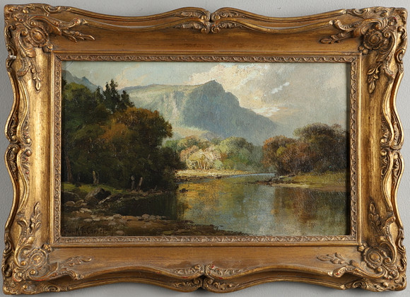 FRANCIS THOMAS CARTER (1853-1934). RIVER LANDSCAPE SCENE AMIDST HILLS ...