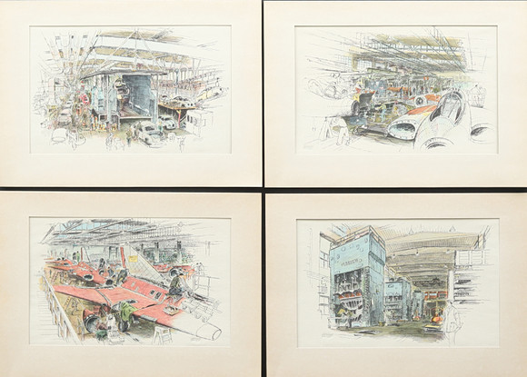 EBBE FOG. Mapp, 4 litografier, SAAB. Konst - Grafik - Auctionet