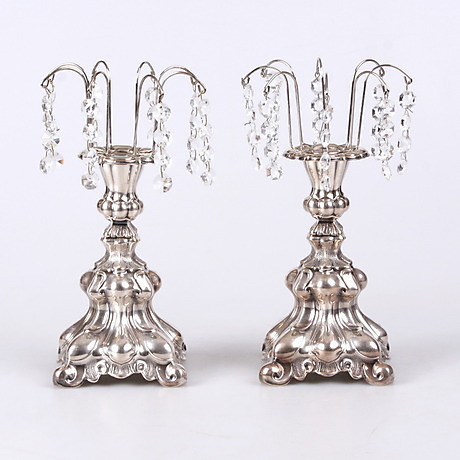 CANDLES, a pair, nickel silver, rococo style, 20th century. Lighting ...