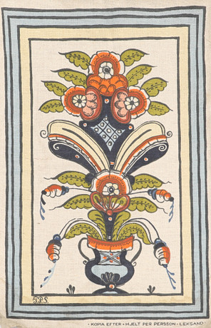 HAND PRINT, after Hjelt Per Persson's 1852 painting,, textile Kurbits ...