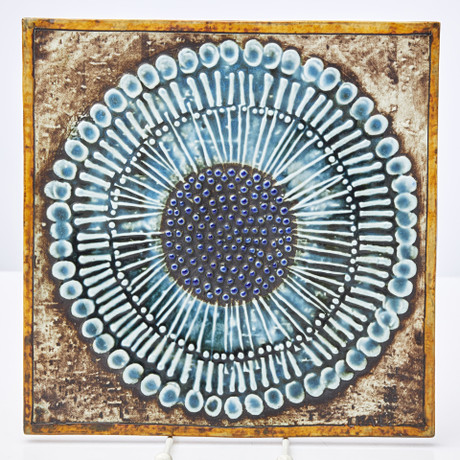 LISA LARSON. Wall plaque, stoneware, "Sunflower", Gustavsberg, from the ...