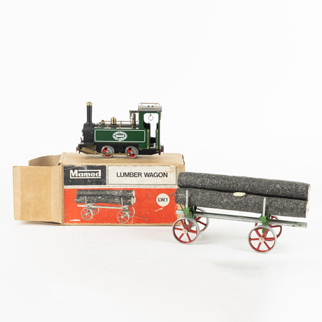 A MAMOD, locomotive (SL1) and timber carriage (LW.1), England, mid 20th ...