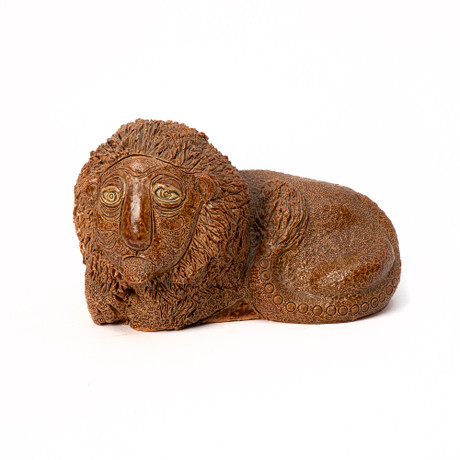 REX STUART-BECK. Figurin, "Panthera Leo", glaserad lergods, signerad ...