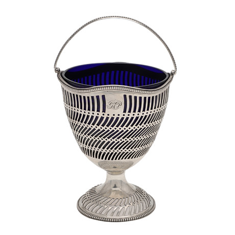 A GEORGE III SILVER SWING-HANDLE SUGAR BASKET, BY HESTER BATEMAN ...