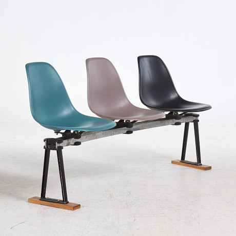 BENCH, fitted with parts of “Eames Shell Tandem” for Vitra, partly ...
