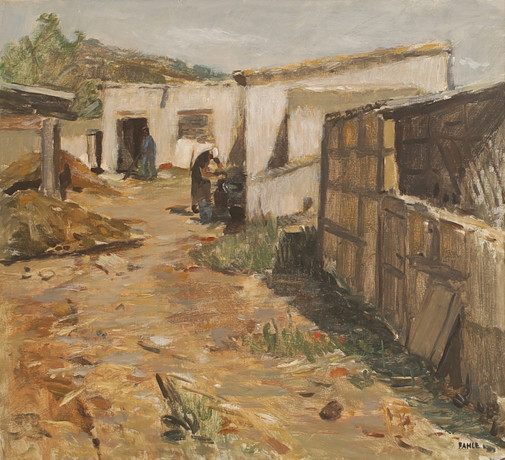 GUSTAF ADOLF FAHLE. Oil on canvas, “Farmhouse in Ibiza”, signed. Art ...