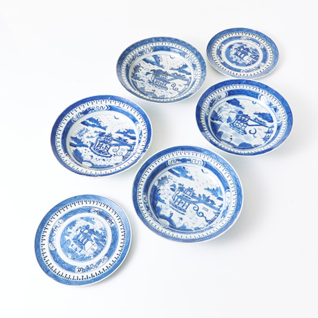 PLATES, DISHES, 6 dlr., porcelain, China, Daoguang (1821-1850), deep ...