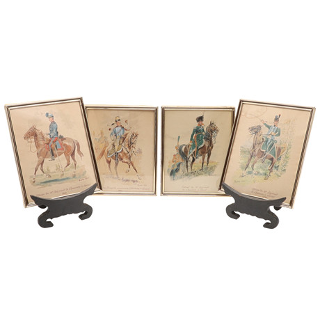 RICHARD KNOTEL (1857-1914), FOUR MILITARY UNIFORM STUDIES. Art ...