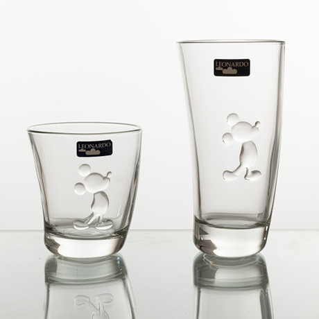 A set of 9 Mickey Mouse glasses, Walt Disney, Leonardo. Glass ...