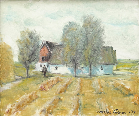 TORSTEN LIDMAN (1903-1990). Gård i landskap, olja på duk, signerad och ...