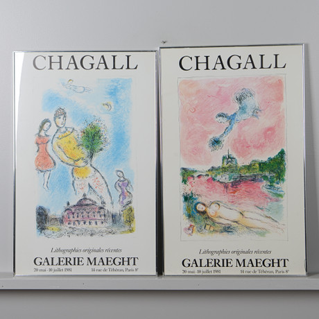MARC CHAGALL. EFTER. Affischer, 2 st, Galerie Maeght, 20 mai-10 julliet ...