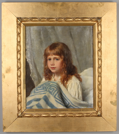 OKÄND KONSTNÄR. Tytön muotokuva, öljy kankaalle, merkintä Elin Molin ja ...