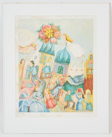 FRANCOIS DEBERT. color etching, 'Freudentag ', 1994, France, with ...