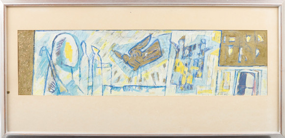 KNUT IRWE. blandteknik, förlaga av mosaiken till Högsbo kyrka, signerad ...