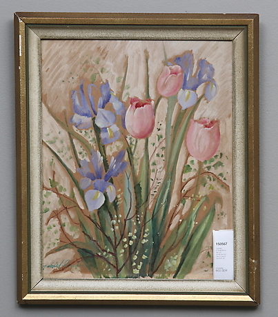 GABRIEL STRANDBERG. "Iris and darwin tulips". Oil on Board. Signed. Art ...