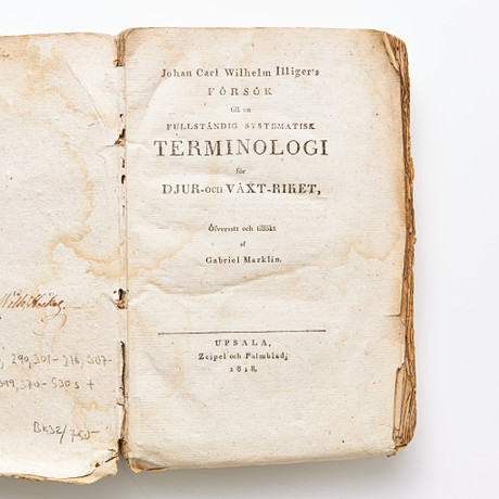 Illiger's terminologi för djur- och växtriket 1818. Med flera. 4 ...